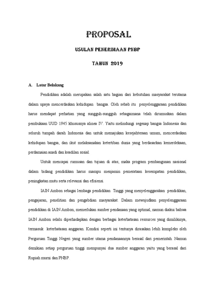 Proposal PNBP 2019 | PDF