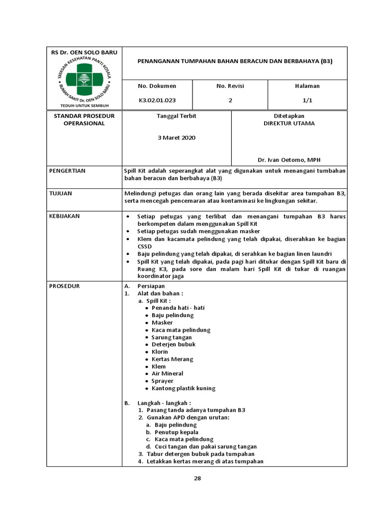 Penanganan Tumpahan Bahan B3 | PDF