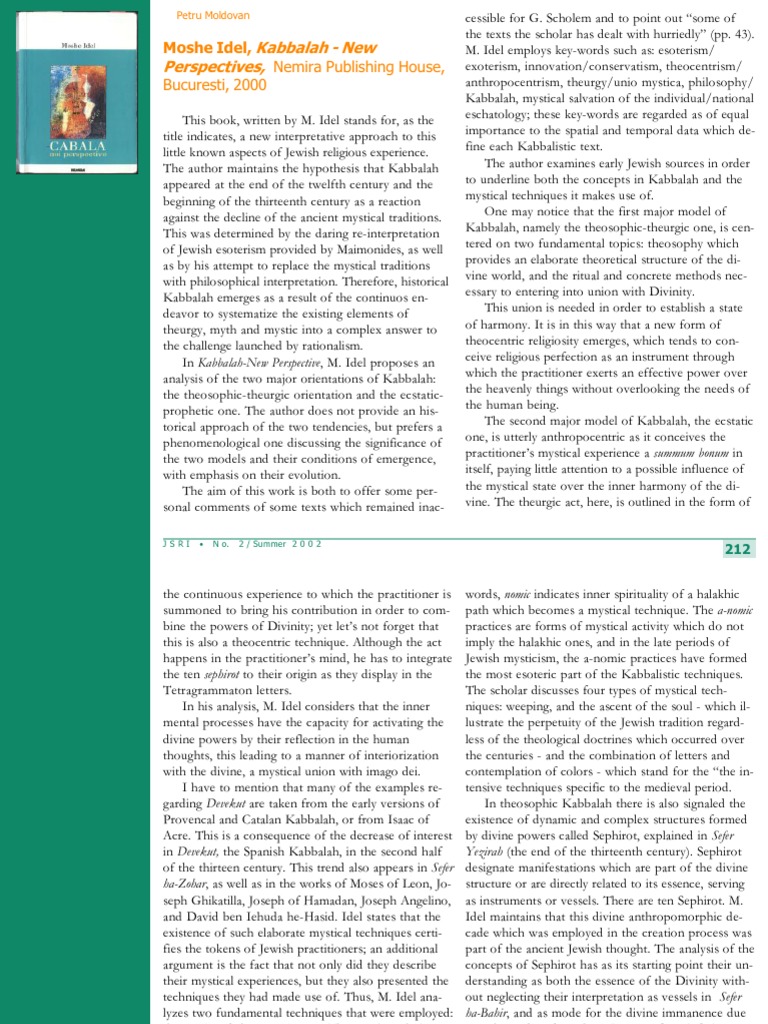 Moshe Idel, Kabbalah - New Perspectives, Nemira Publishing House ...