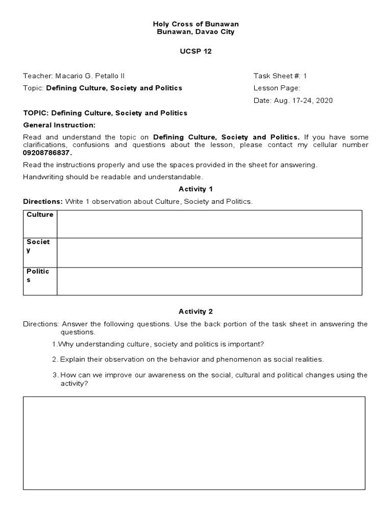 Task Sheet UCSP Week 1 | PDF