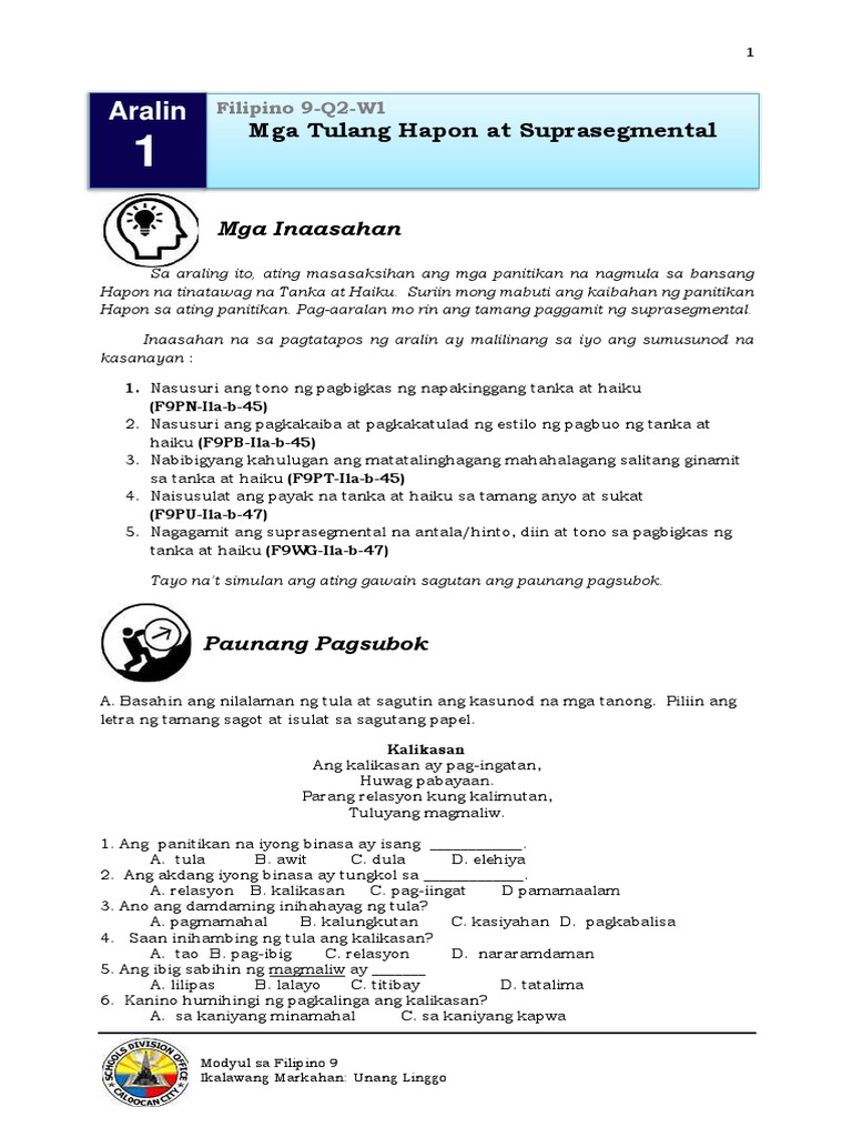 Filipino 9 Q2 W1 | PDF