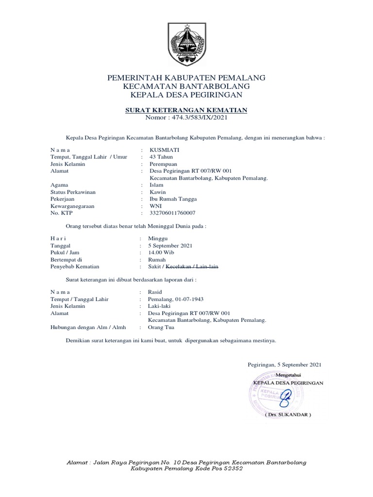 Surat Kematian | PDF