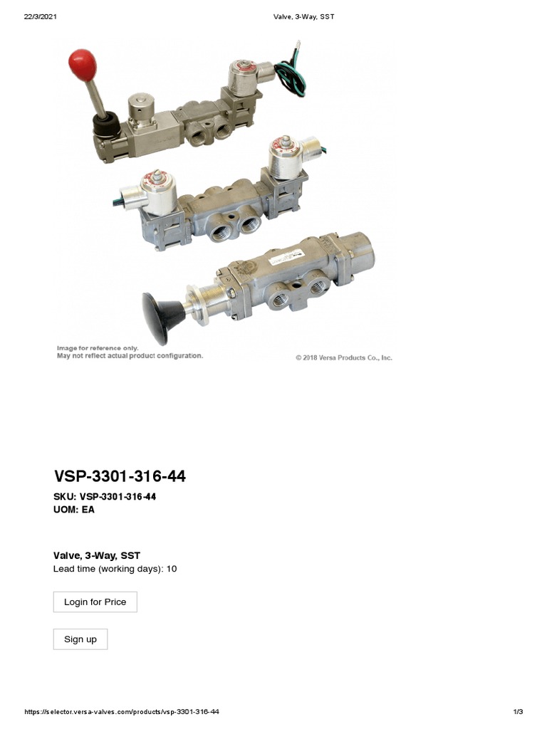 Valve, 3-Way, SST | PDF | Valve | Gases