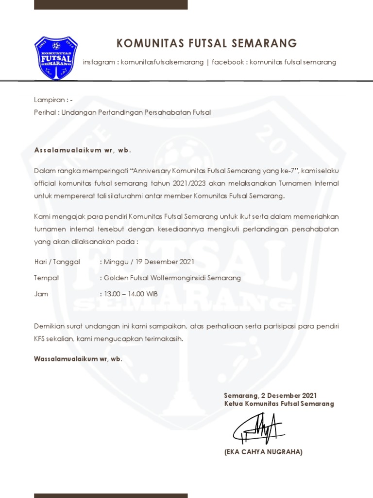 Undangan Turnamen Futsal | PDF