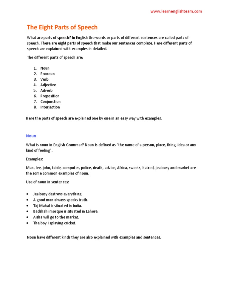 Parts of Speech Explained with Examples | PDF | Part Of Speech | Adverb