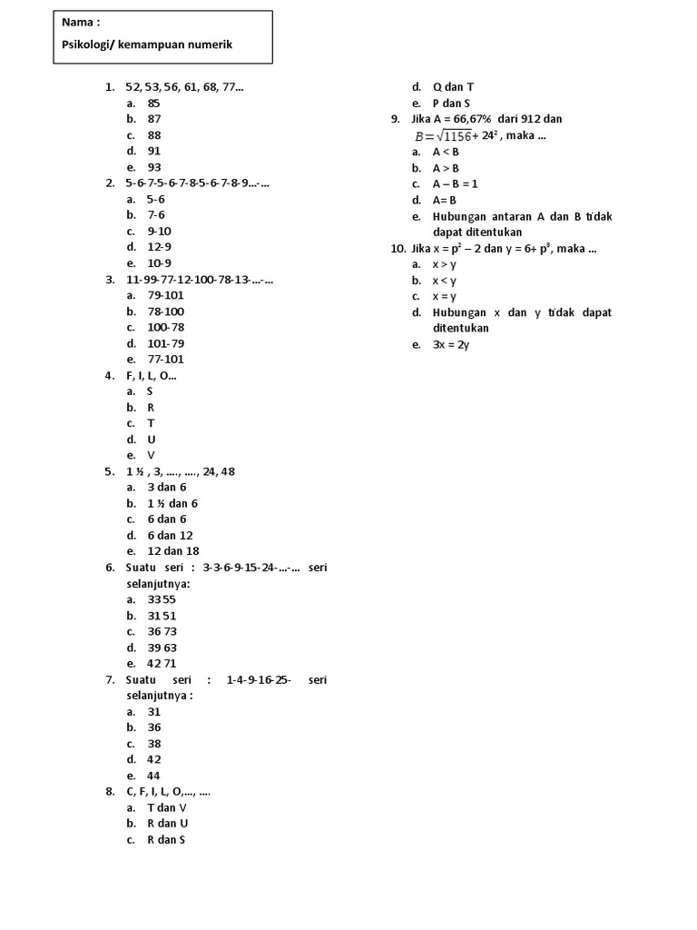 Kemampuan Numerik | PDF