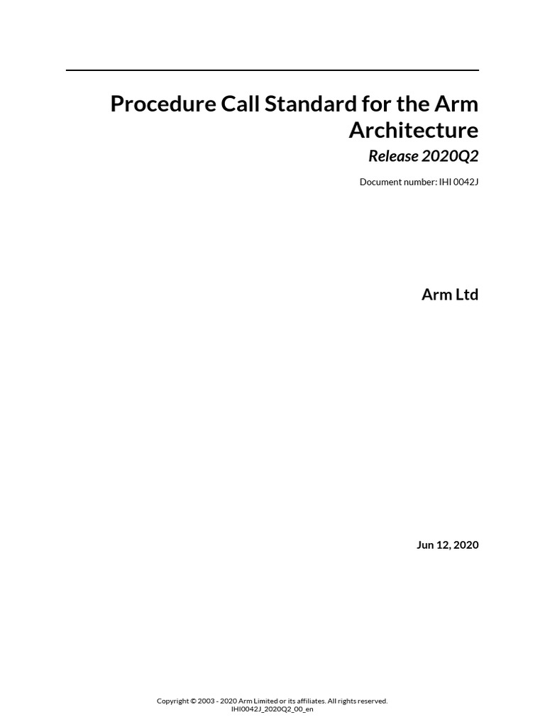 Procedure Call Standard For The Arm Architecture: Release 2020Q2 | PDF | Subroutine | Arm ...