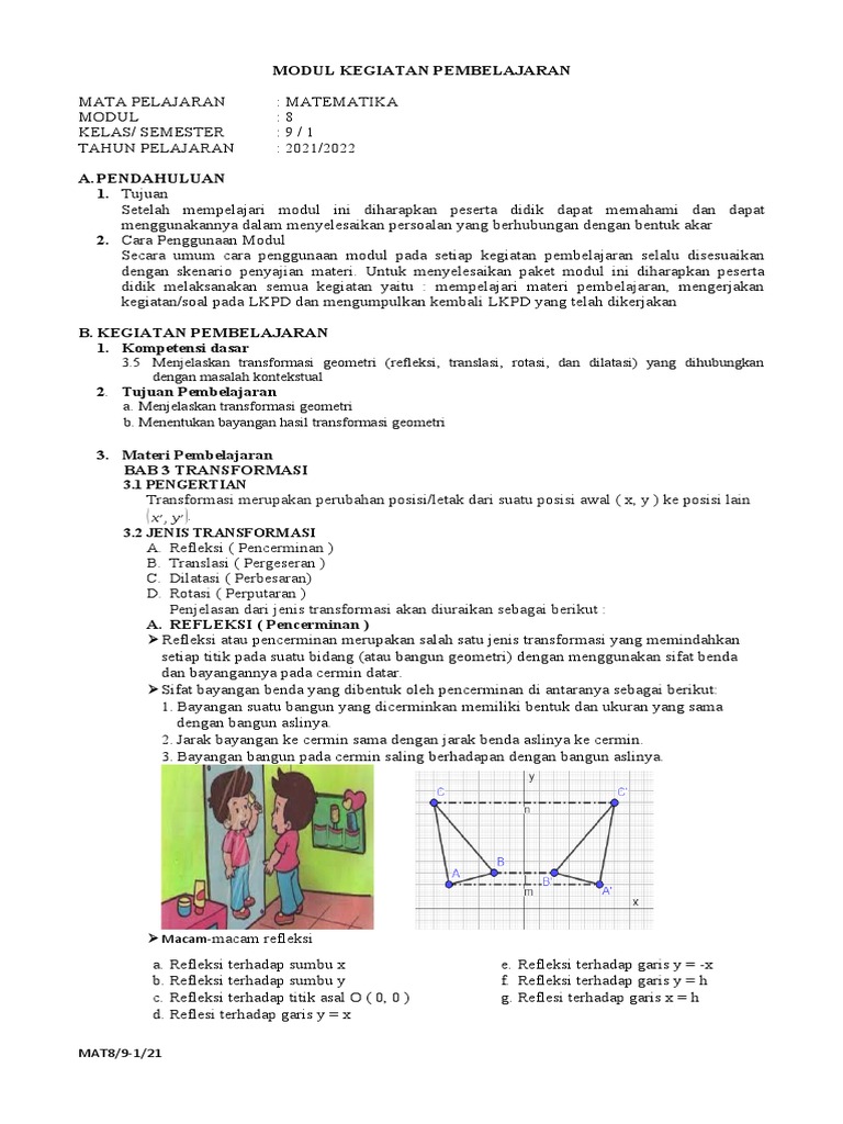 Modul 8mat 9 Transformasi | PDF