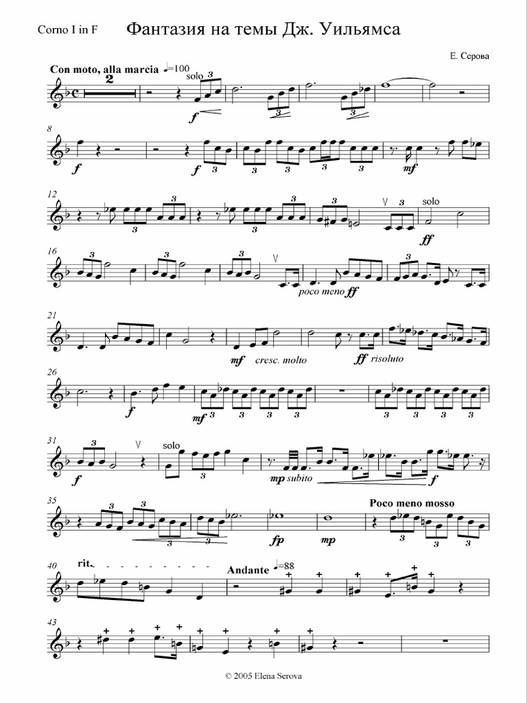 Star Wars Horn Quartet, Horn 1 | PDF