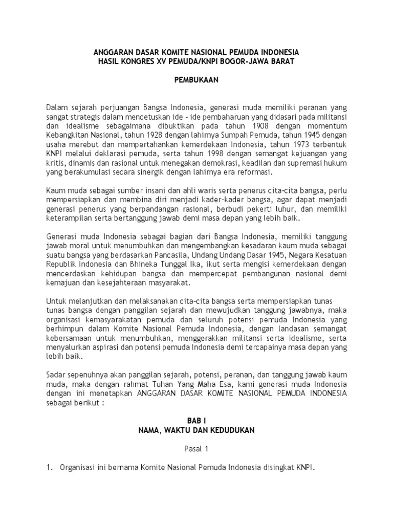 AD ART KNPI Terbaru | PDF