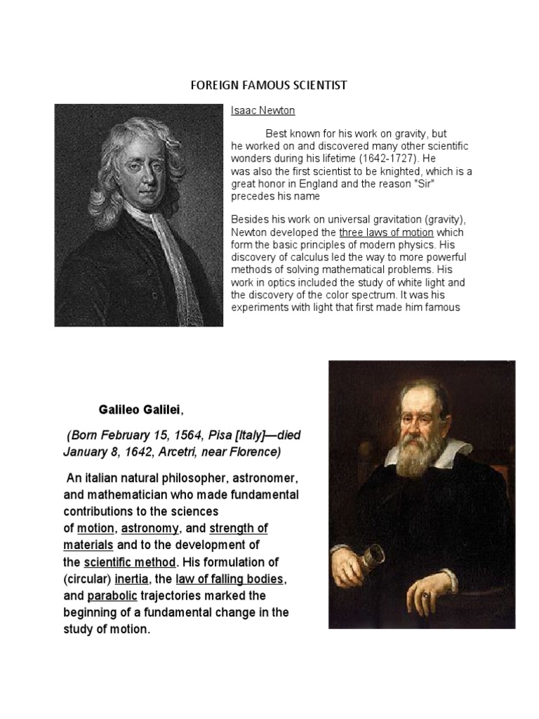 Foreign Famous Scientist: Galileo Galilei | PDF | Quantum Mechanics ...