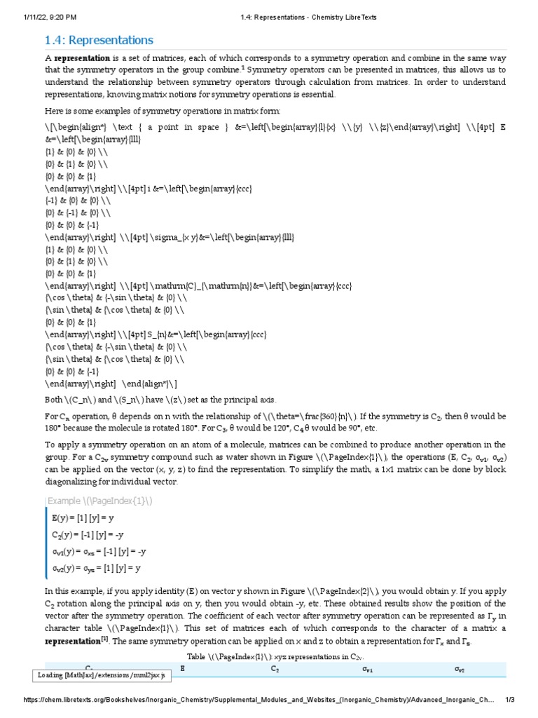 1 4 Representations Chemistry Libretexts Pdf Matrix Mathematics Cartesian Coordinate