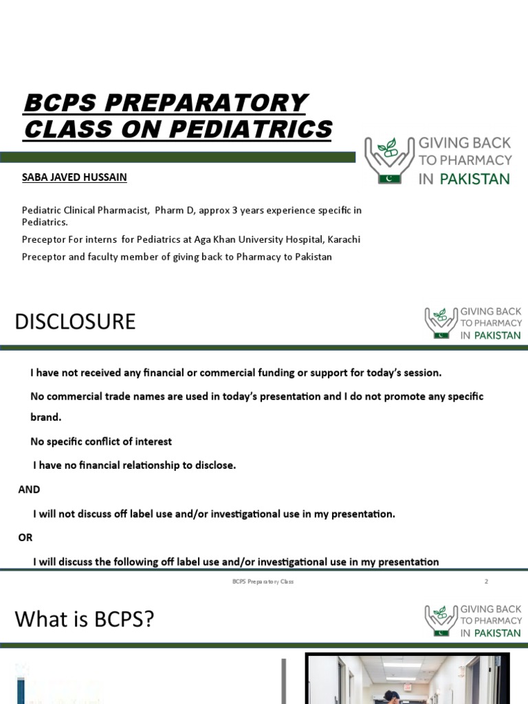 Bcps Preparatory Class On Pediatrics: Saba Javed Hussain | PDF | Health ...