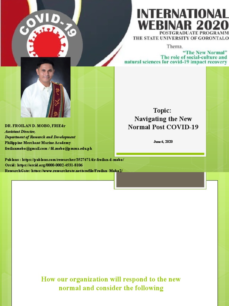 Topic: Navigating The New Normal Post COVID-19: Assistant Director ...