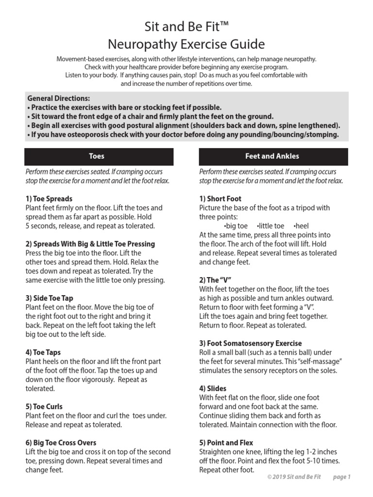 Sit and Be Fit Neuropathy Exercise Guide | PDF | Foot | Mindfulness