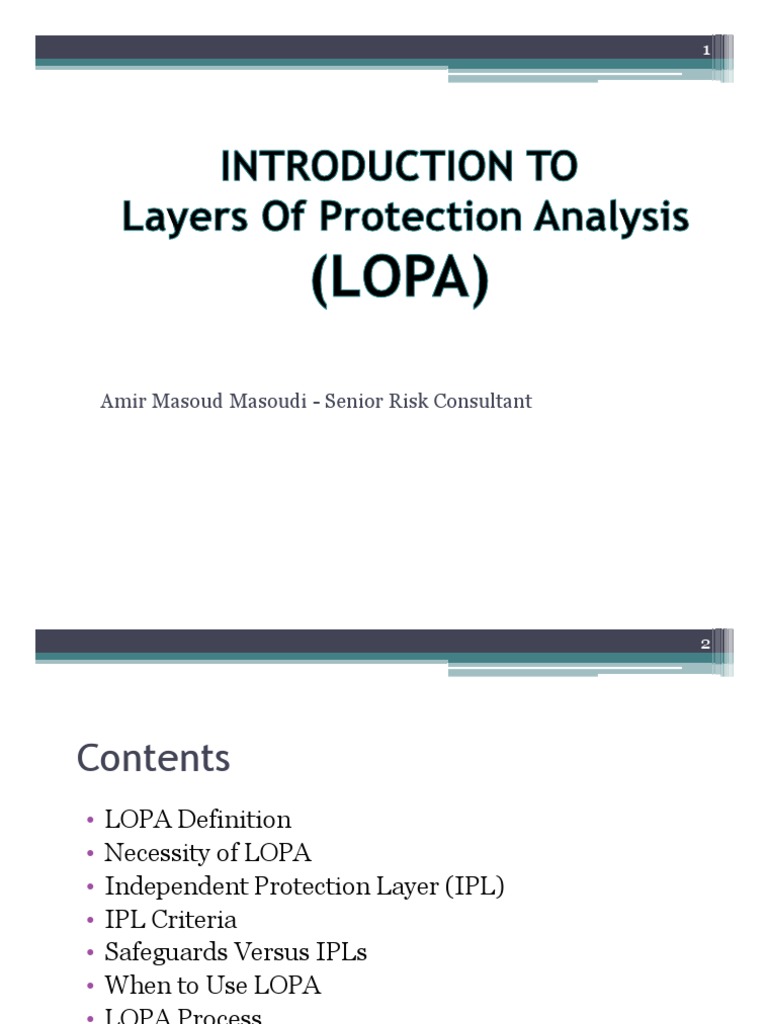 Introduction To Layers of Protection Analysis (LOPA) | PDF | Risk ...