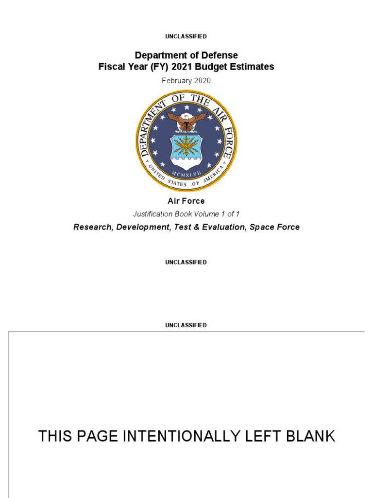 FY21 Space Force Research Development Test and Evaluation | PDF ...