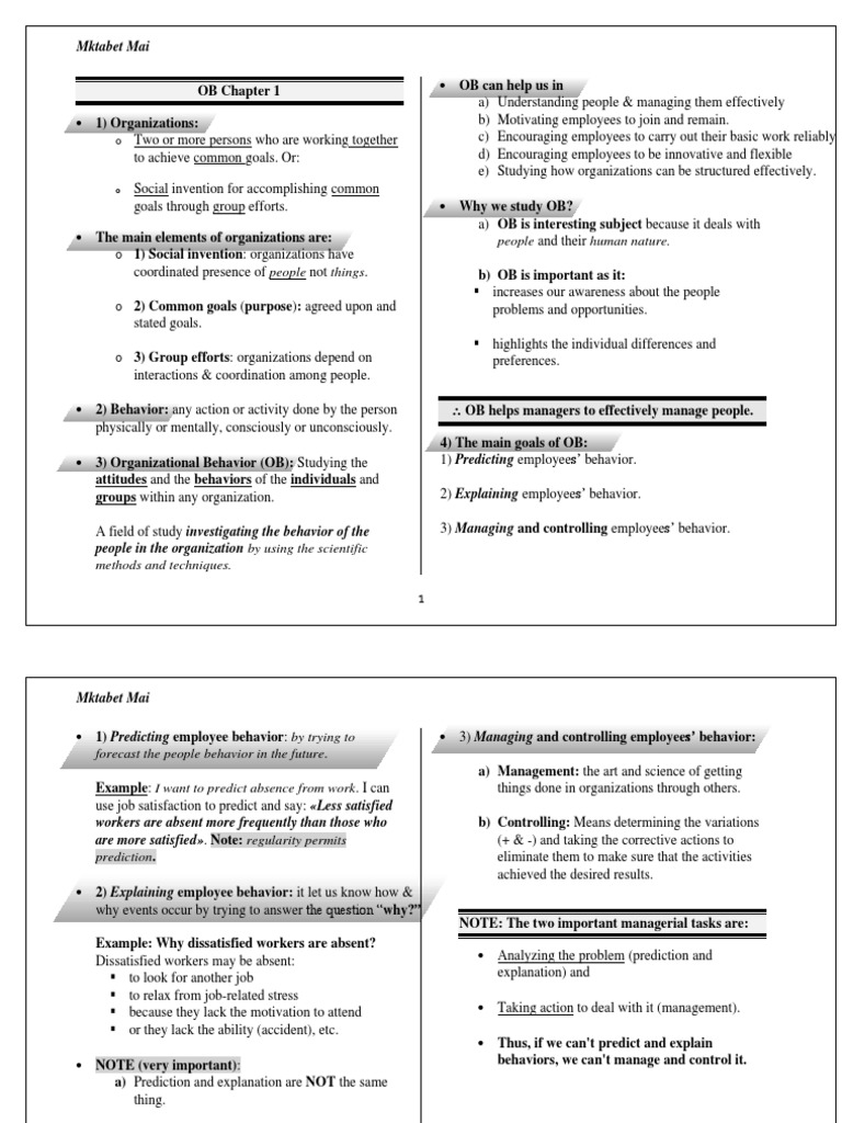 OB Chapter 1: Mktabet Mai | Download Free PDF | Motivation | Motivational