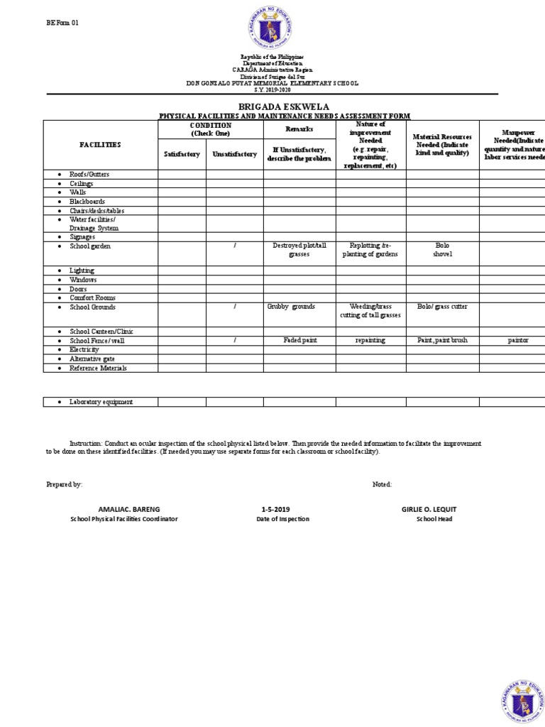 Brigada Eskwela Blank Forms 1 | PDF