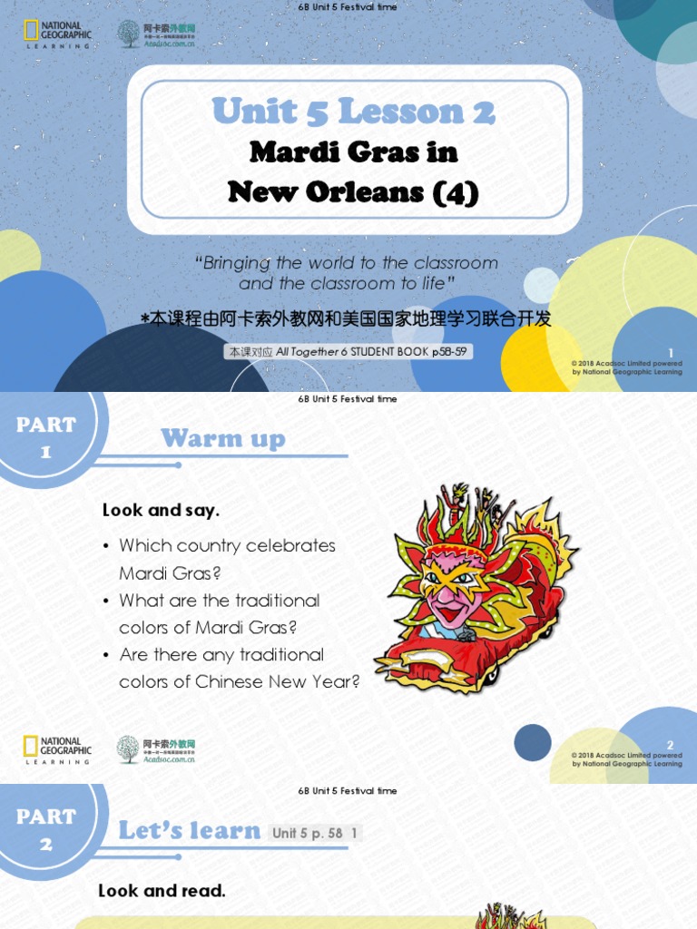 Unit 5 Lesson 2 Mardi Gras in New Orleans 4 | PDF | Mardi Gras | Carnival