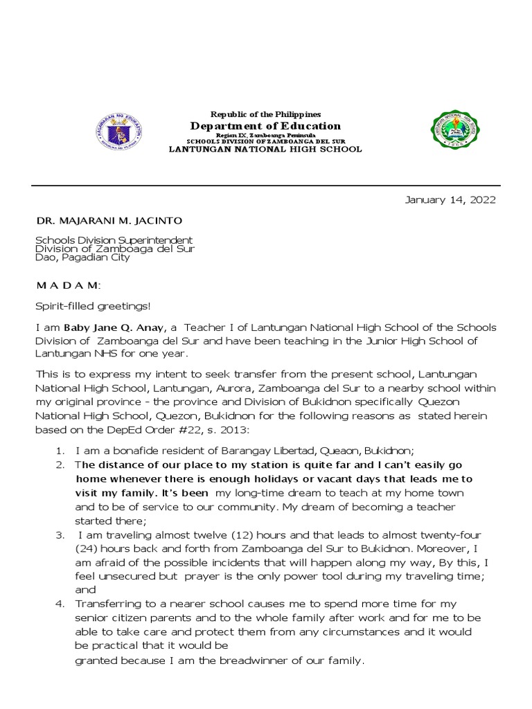 Letter of Transfer | PDF