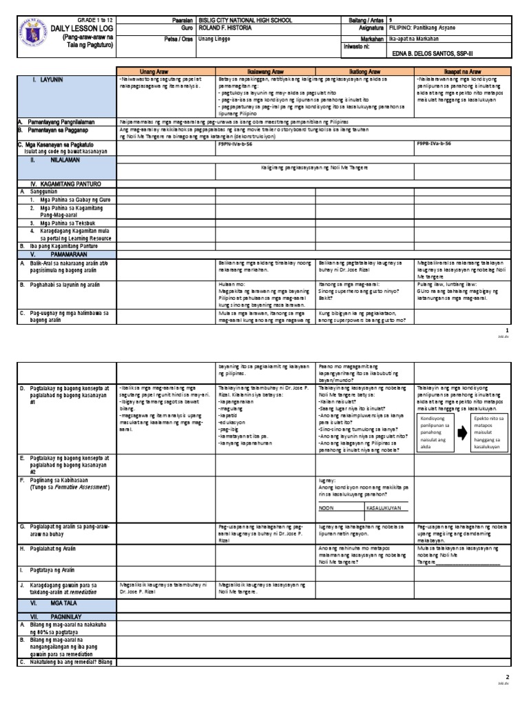 4th Quarter - Fil 9 - DLL - W1 | PDF