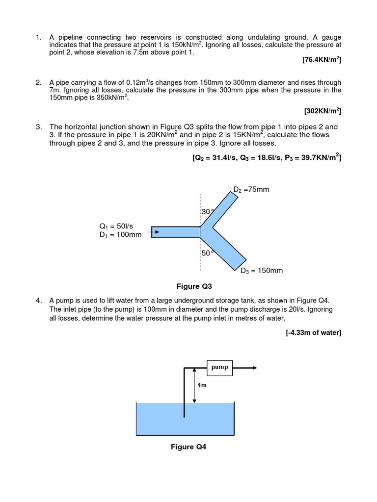 Continuity and Energy Equation Tutorial | PDF | Pump | Pressure