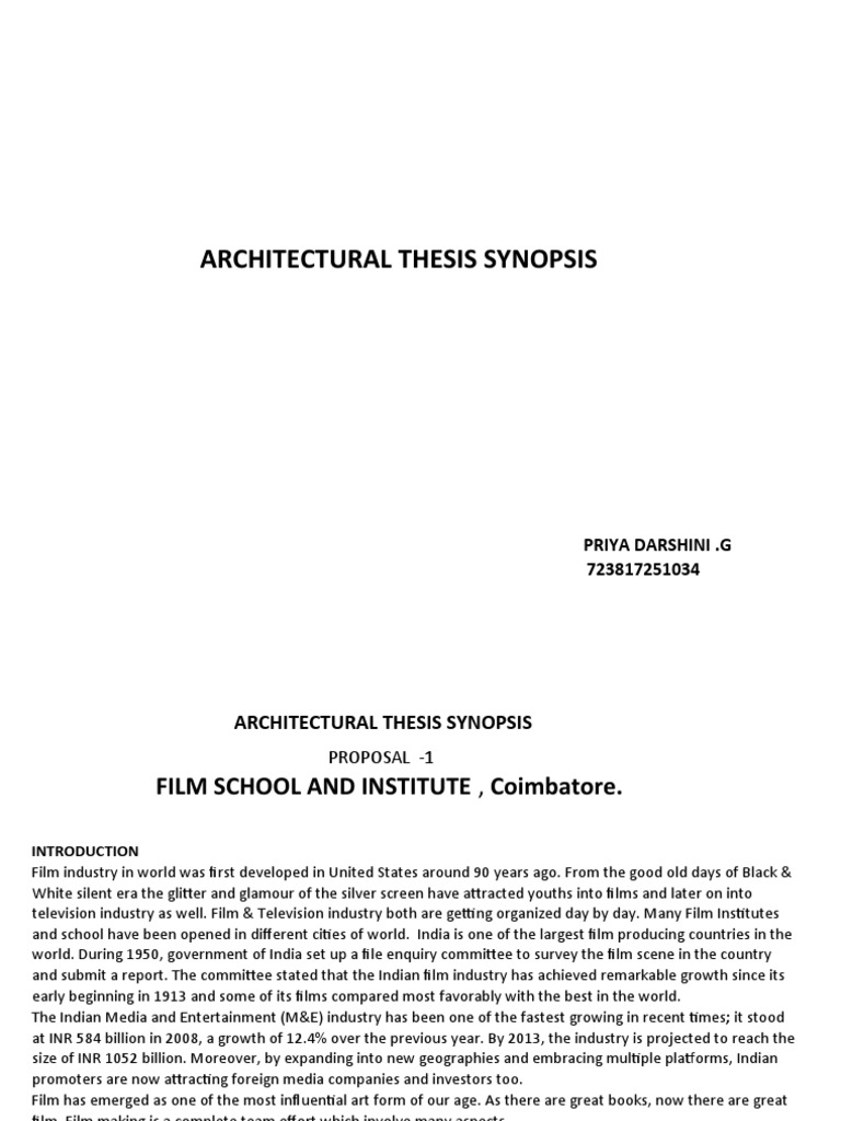 Architectural Thesis Synopsis: Priya Darshini .G 723817251034 | PDF ...