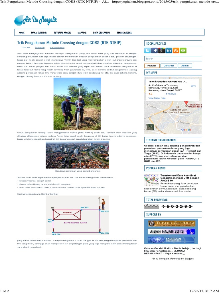 Trik Pengukuran Metode Crossing Dengan CORS (RTK NTRIP) | PDF
