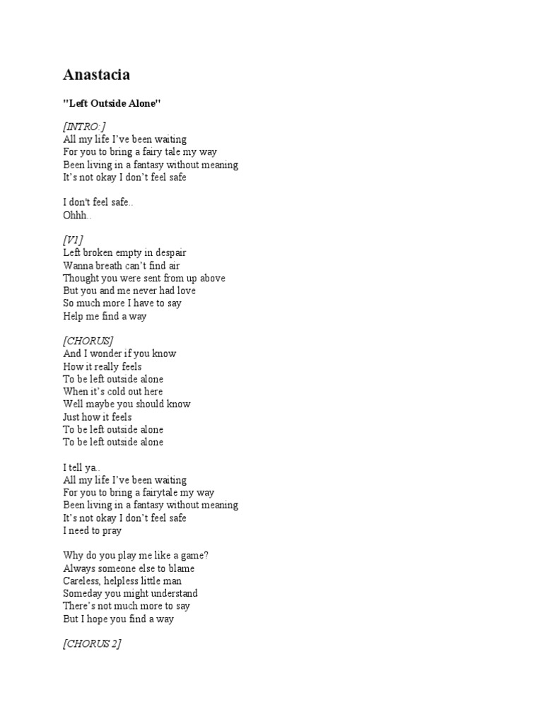 Anastacia Left Outside Alone | PDF