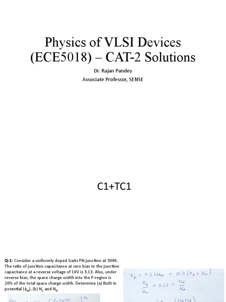 VLSI Device Physics CAT-2 Solutions | PDF | P–N Junction | Mosfet