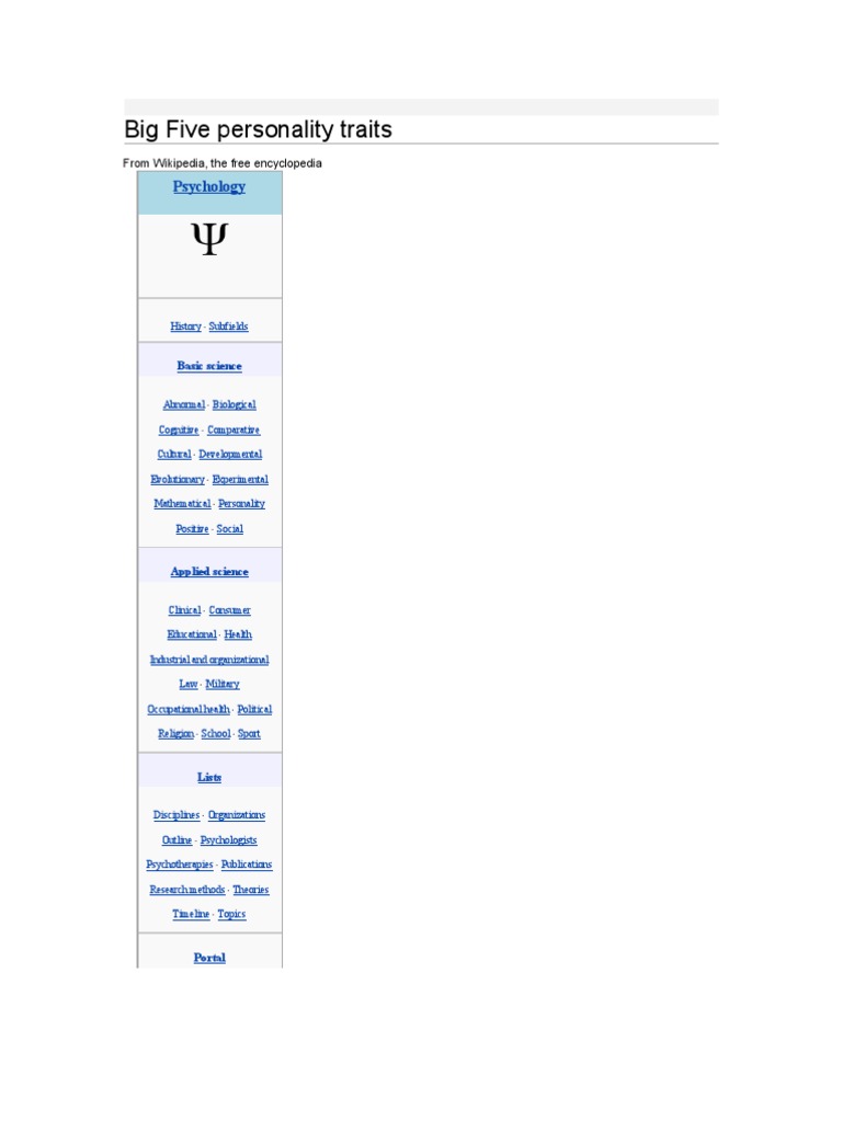 Big Five Personality Traits | PDF | Extraversion And Introversion ...