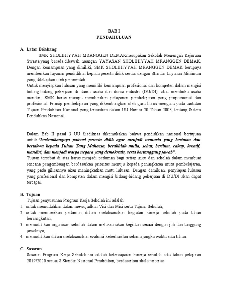 Program Kerja Sekolah | PDF