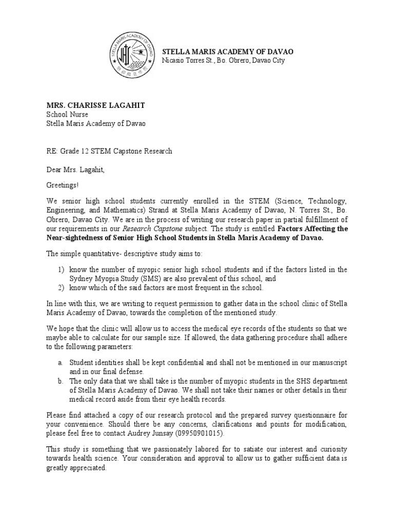 Letter of Permission - Group 6 - Temperance | PDF | Health Sciences