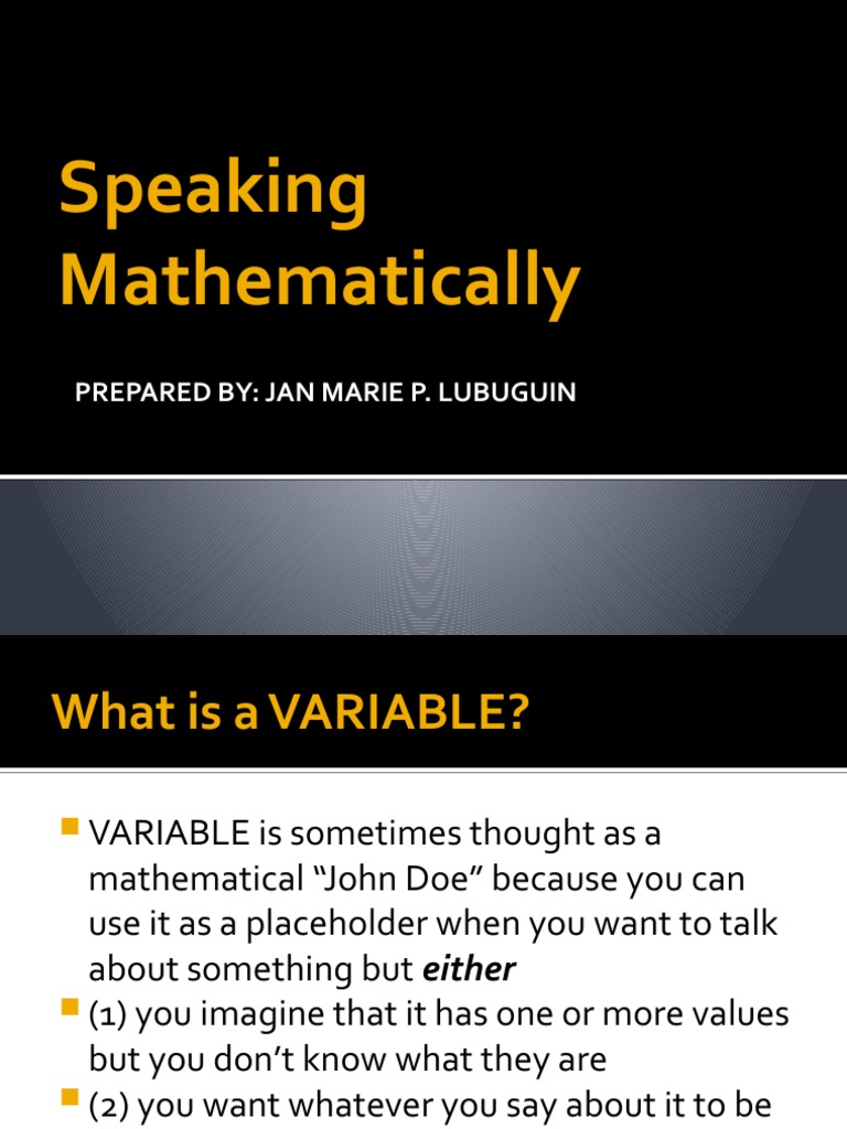 Speaking Mathematically | PDF | Numbers | Mathematics