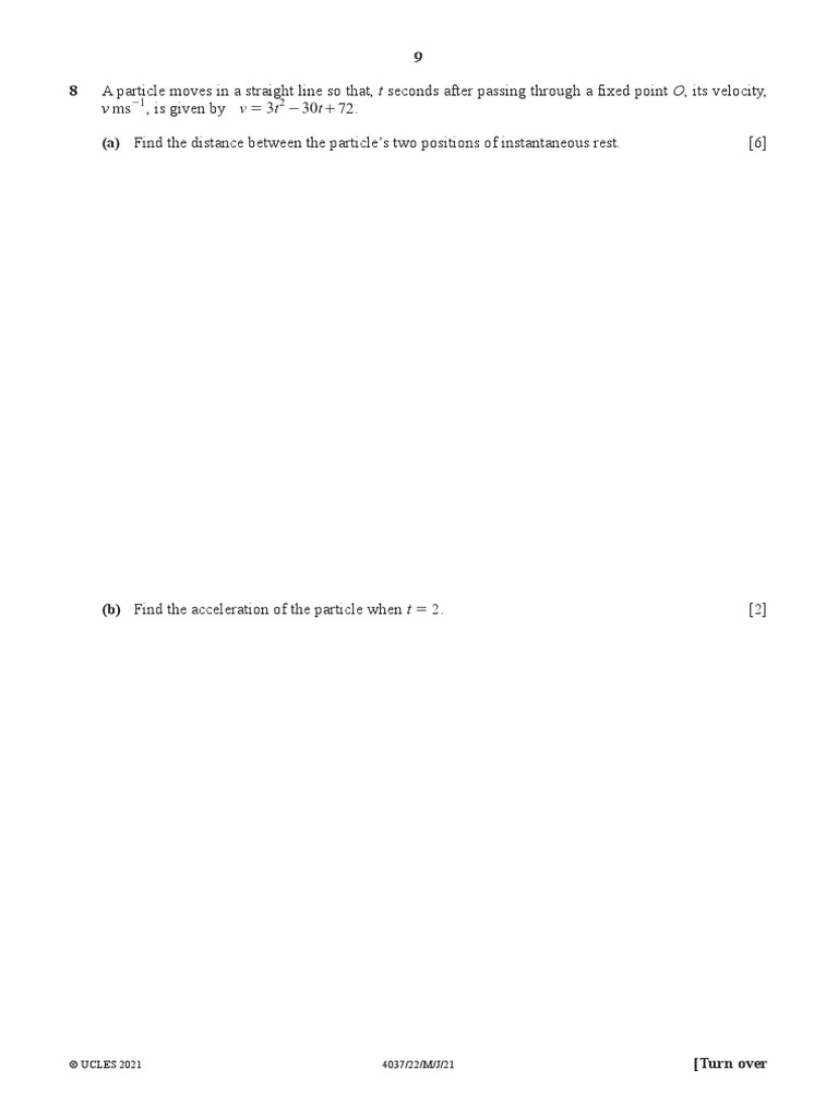 Is Given by V 3 30 72 - + - Find The Distance Between The Particle's ...