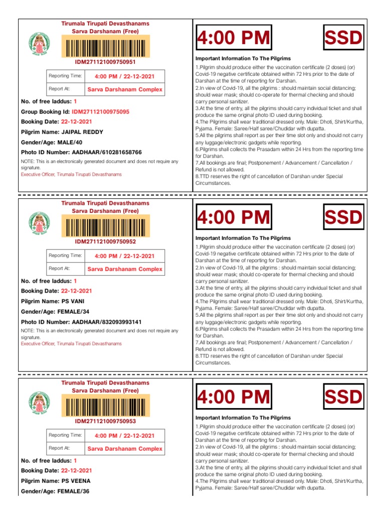 Pilgrim Guidelines for TTD Darshan | PDF
