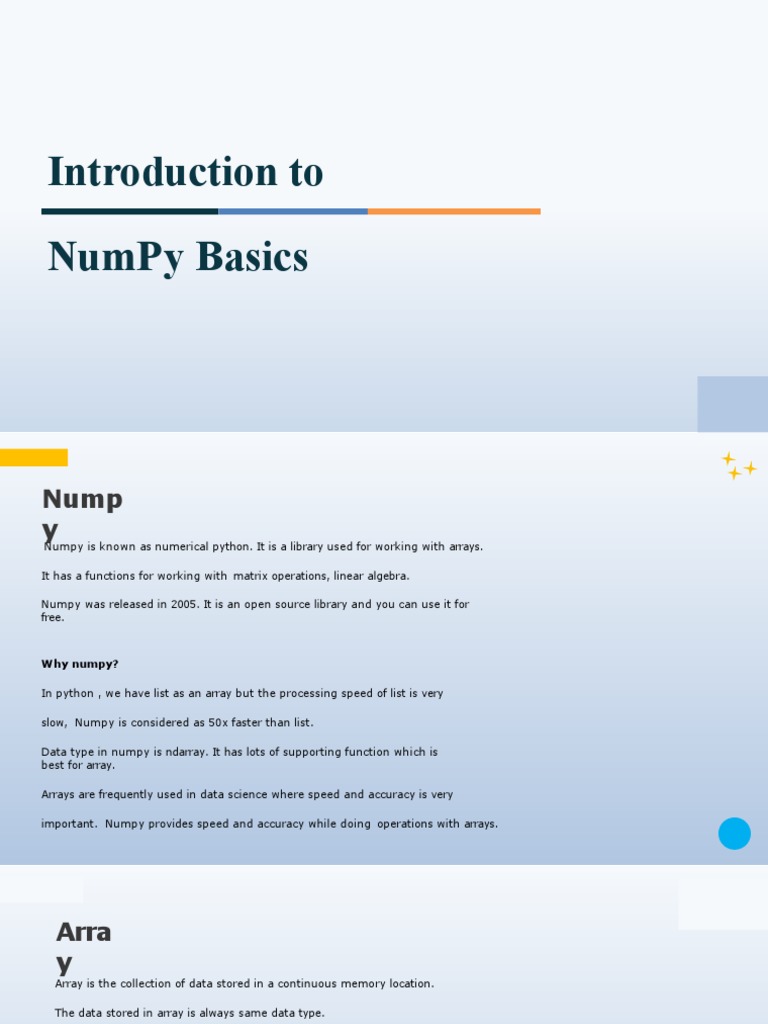 Numpy Basics Introduction To | Download Free PDF | Matrix (Mathematics) | Chart