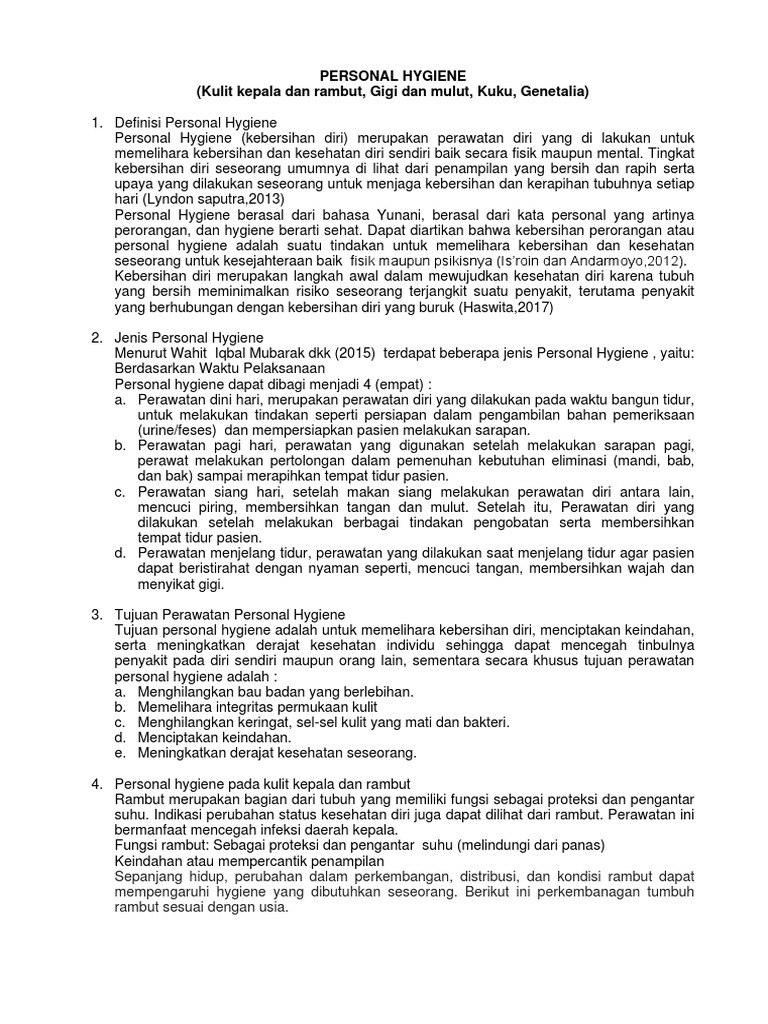 Maintaining Personal Hygiene Pdf