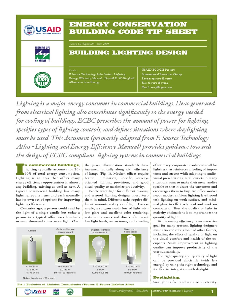 Building Lighting Design Tip Sheet | PDF | Compact Fluorescent Lamp ...
