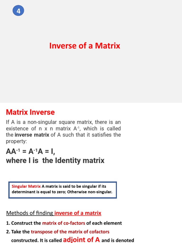 Inverse of A Matrix | PDF