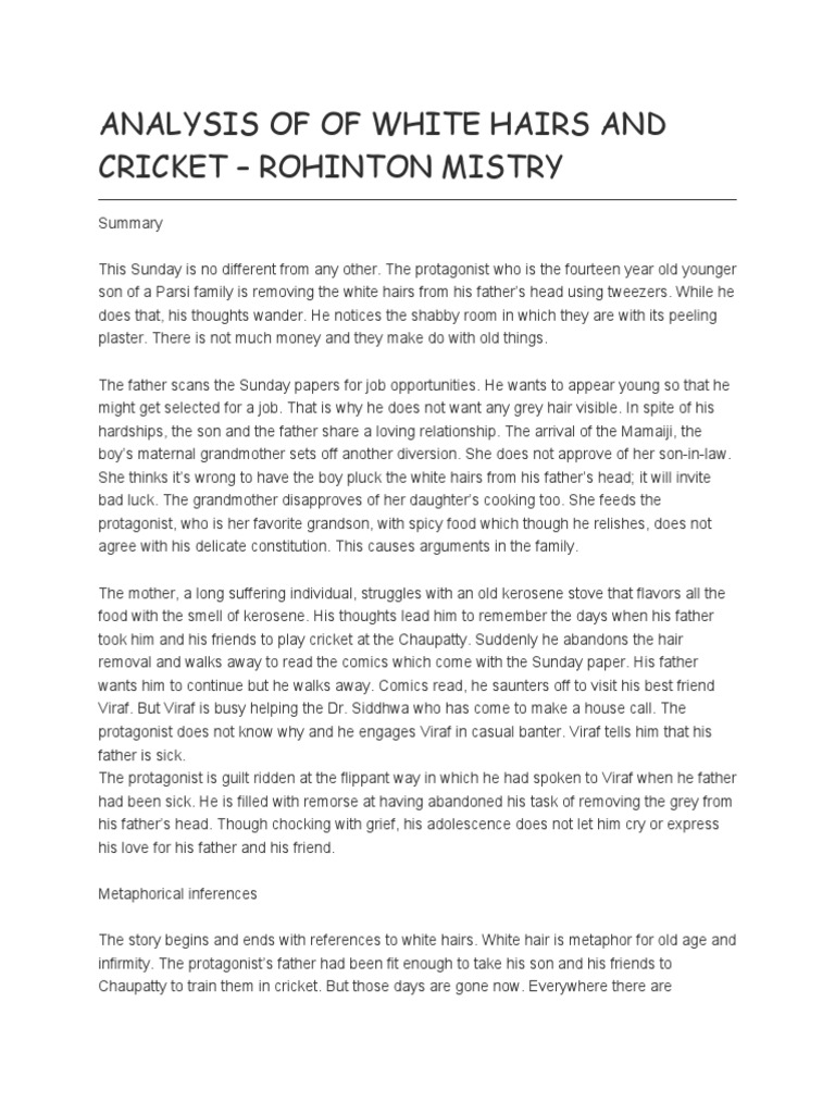 Of White Hairs and Cricket | PDF