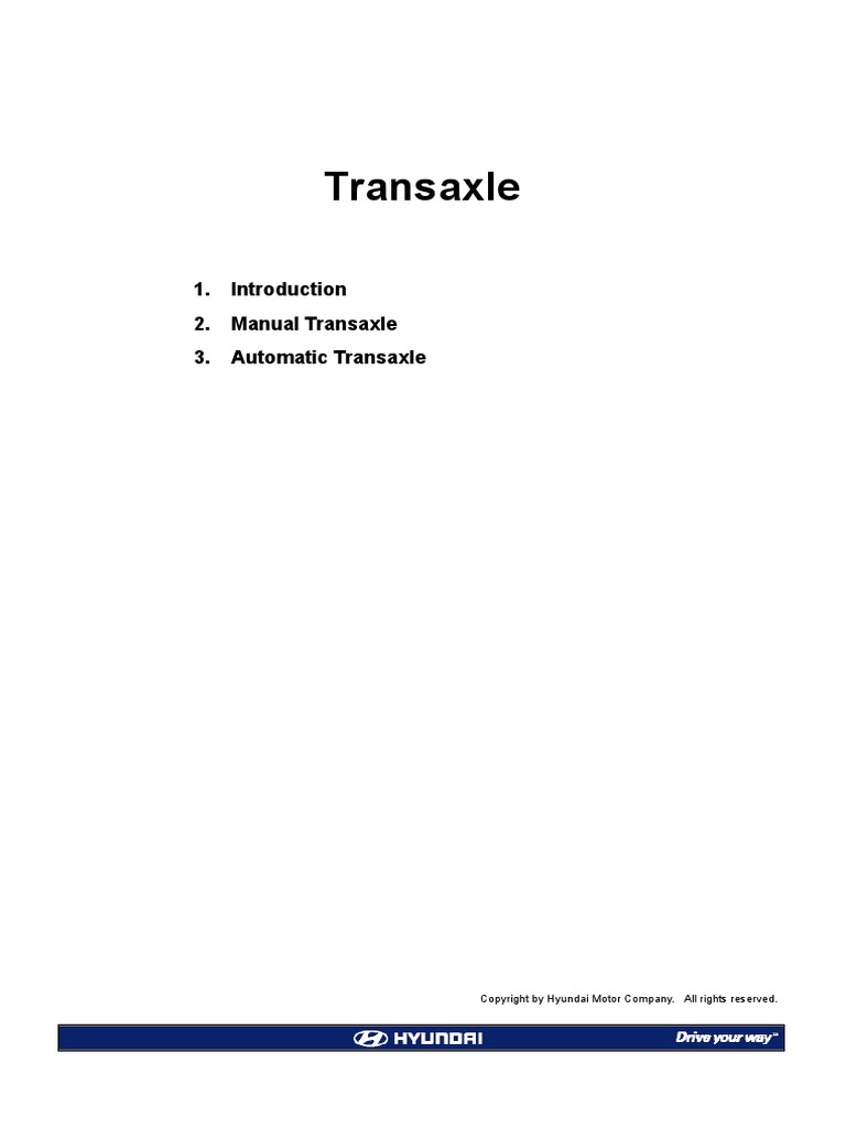 Transaxle: 2. Manual Transaxle 3. Automatic Transaxle | PDF | Manual ...