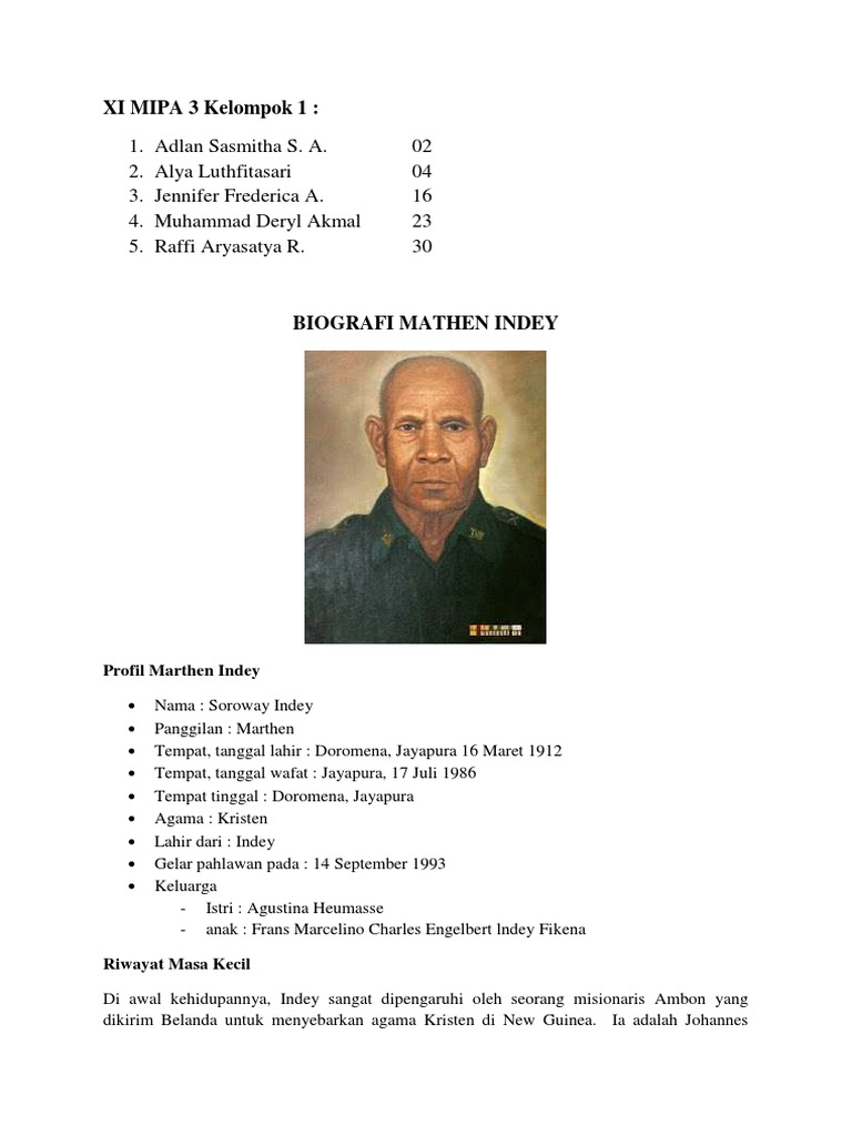 Biografi Marthen Indey: Pejuang Papua | PDF | Sejarah