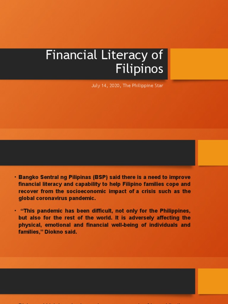 Financial Literacy Of Filipinos July 14 2020 The Philippine Star Pdf