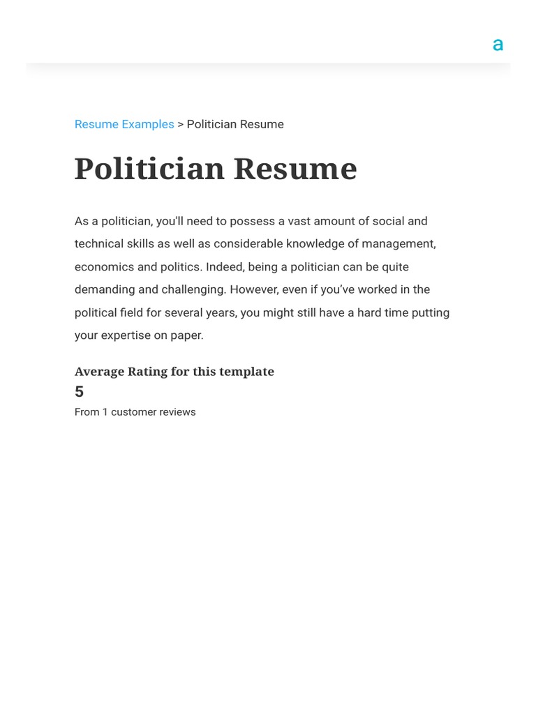 Politician Resume - Resume Example - 1641989770823 | PDF | Résumé