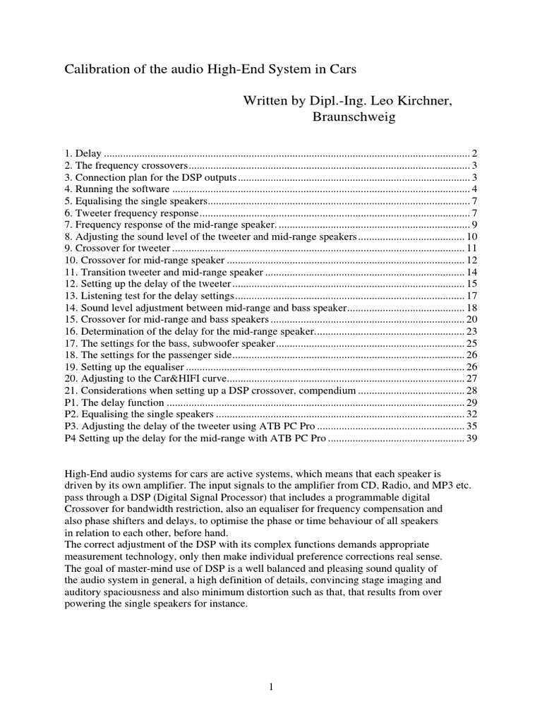 Car Audio DSP Calibration Guide | PDF | Loudspeaker | Equalization (Audio)