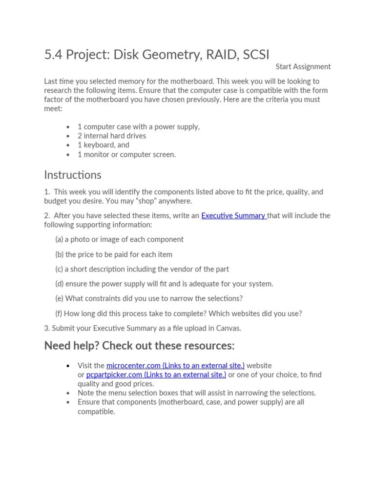 Project Components Selection | PDF | Hard Disk Drive | Rubric (Academic)