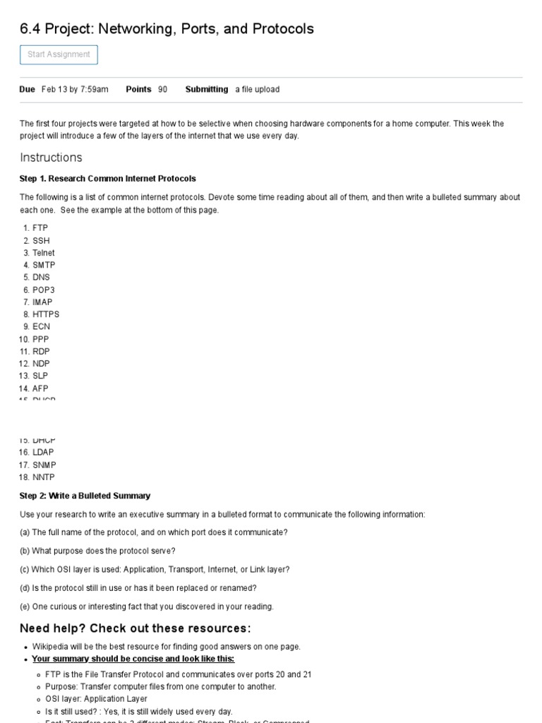 6.4 Project Networking Ports and Protocols | PDF | Osi Model | Port ...