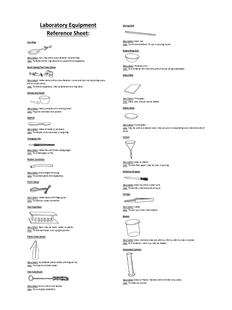Laboratory Reference Sheet | PDF | Glasses | Laboratories